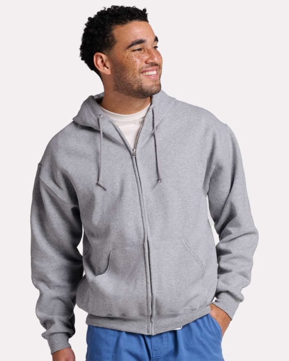 JERZEES Rugged Unisex Full-⁠Zip Hooded Sweatshirt - Quality Sportswear